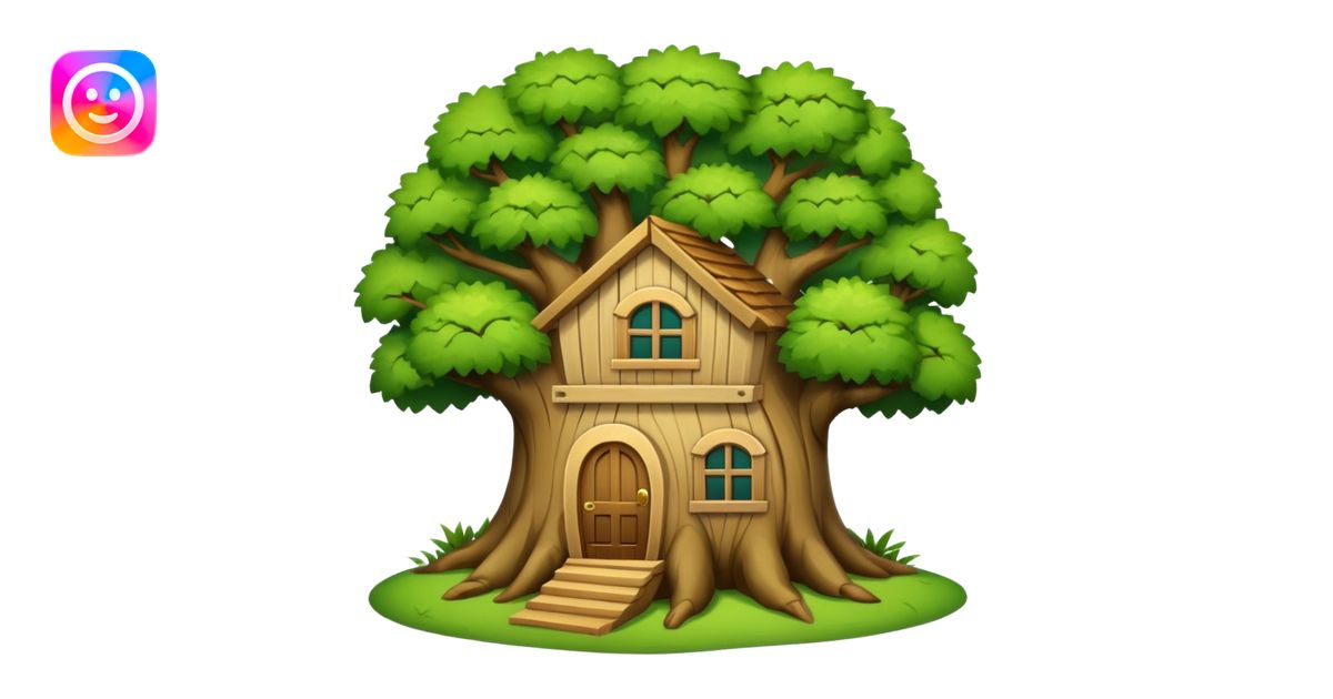 house covered by tree emoji | AI Emoji Generator