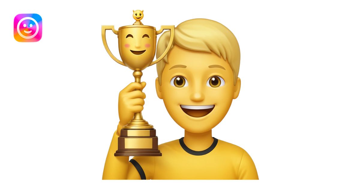 happy face holding trophy, win emoji emoji | AI Emoji Generator
