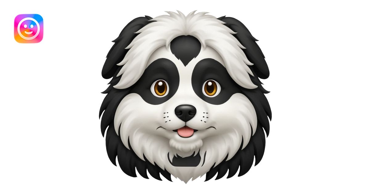 DOG BLACK AND WHITE WITH LONG HAIR emoji | AI Emoji Generator