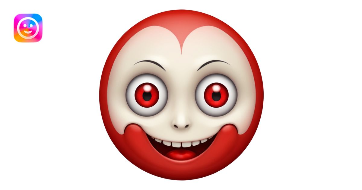 Creepy smiling face with big creepy eyes emoji | AI Emoji Generator