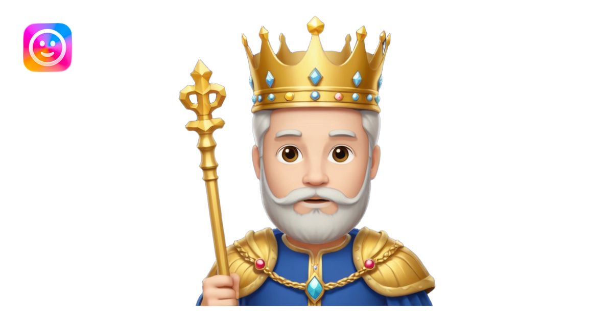 Bearded King, young king with short white beard, royal staff in hand ...