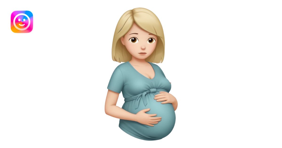 pregnant woman with neatly tied hair looking tired touching her big ...