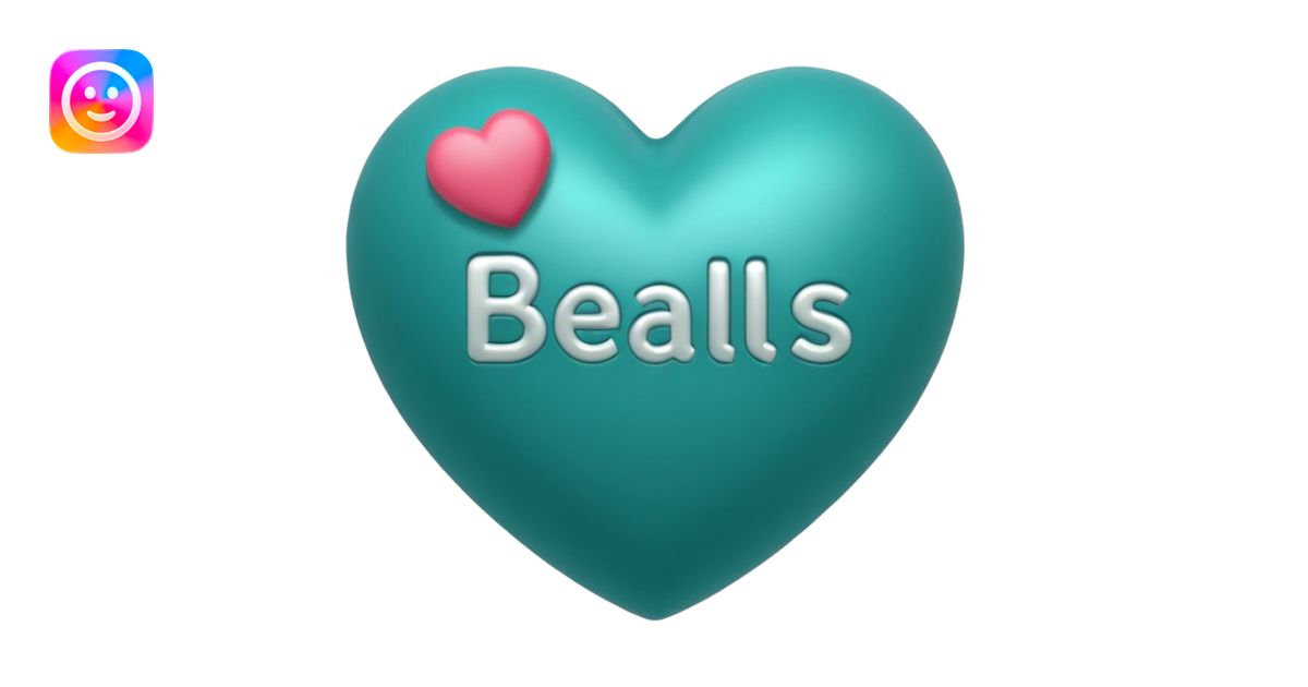 Teal heart with Belles with Balls wording emoji | AI Emoji Generator