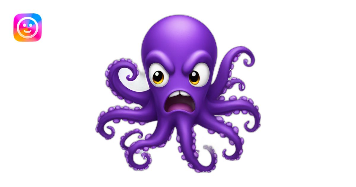 Angry purple octopus emoji | AI Emoji Generator
