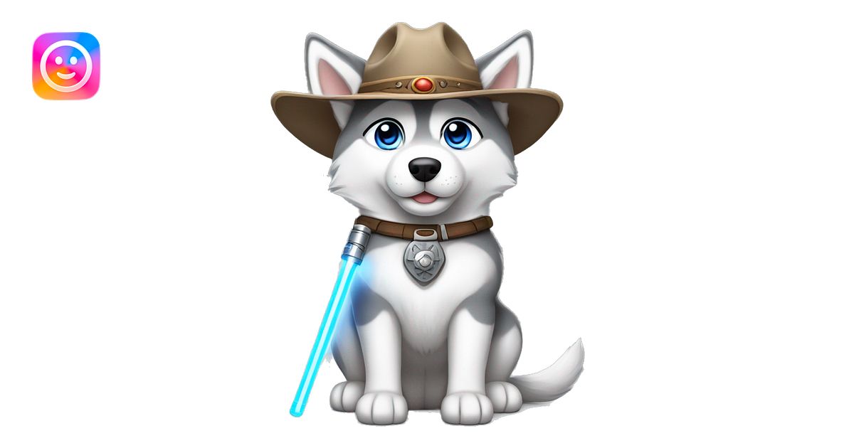 Gray Siberian Husky with blue eyes puppy wearing a cowboy hat dressed ...