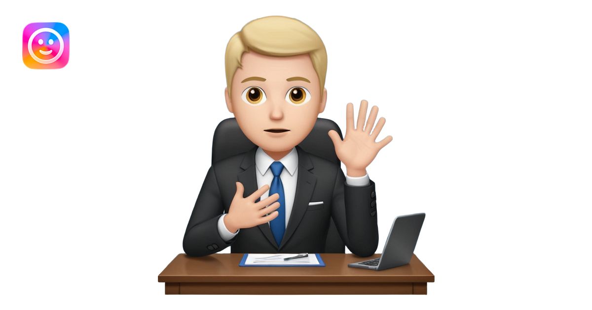 un recruteur qui pose une question à son bureau à un candidat emoji ...