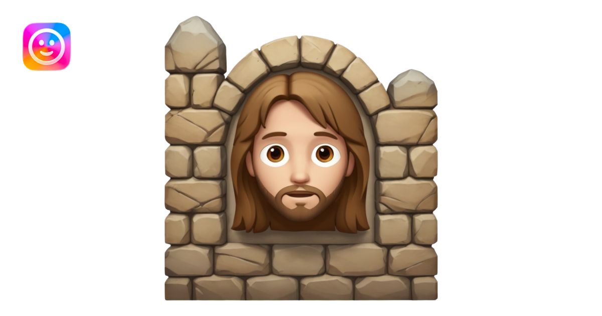 Jesus peaking over a wall emoji | AI Emoji Generator