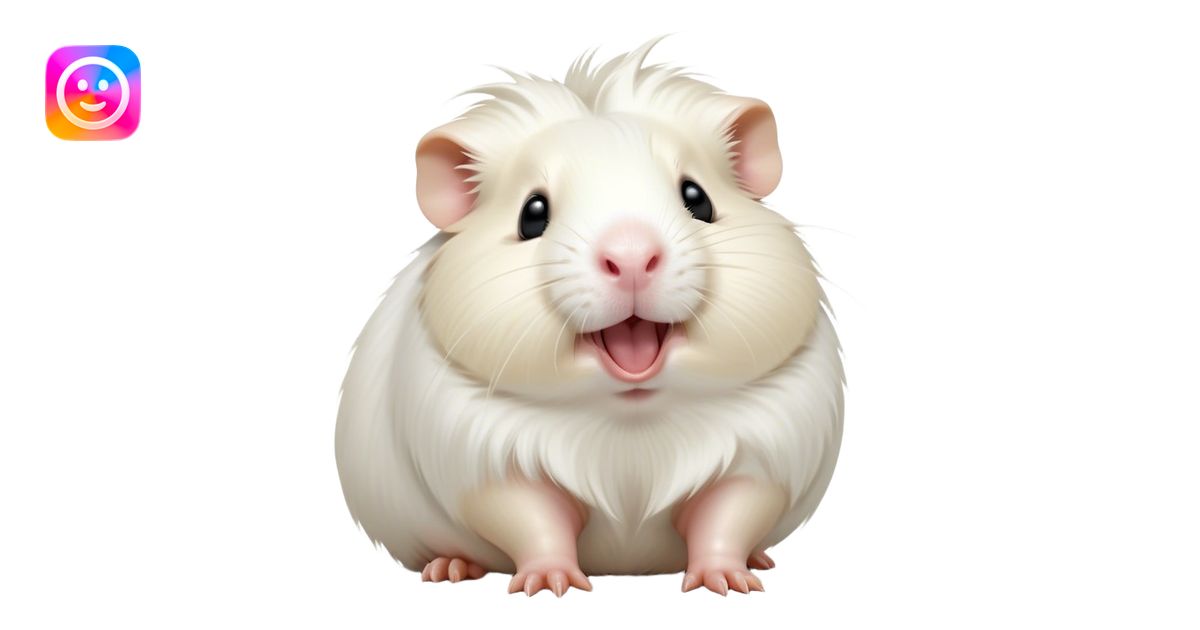 Cinematic Cute Yawning White Guinea Pig Portrait Emoji, Head tilted ...