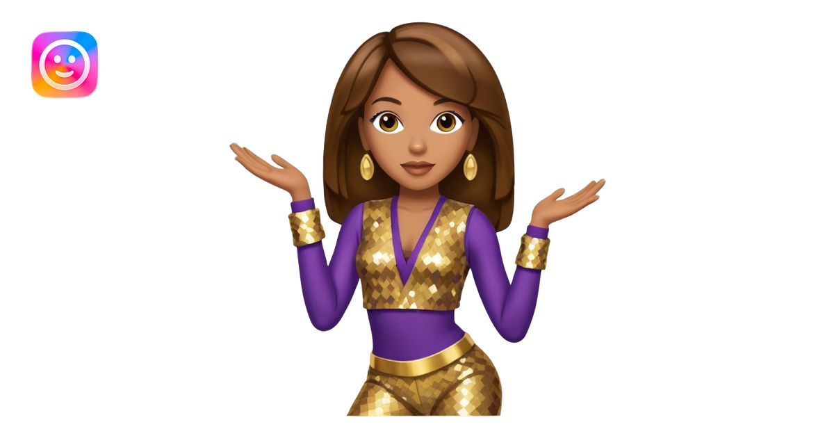 Farrah Franklin from Destiny's Child with brown hair, gold sequin outfit emoji | AI Emoji Generator