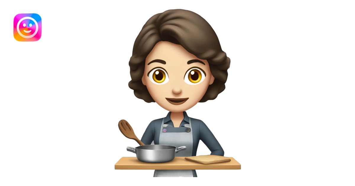 Brunette housewife cooking emoji | AI Emoji Generator
