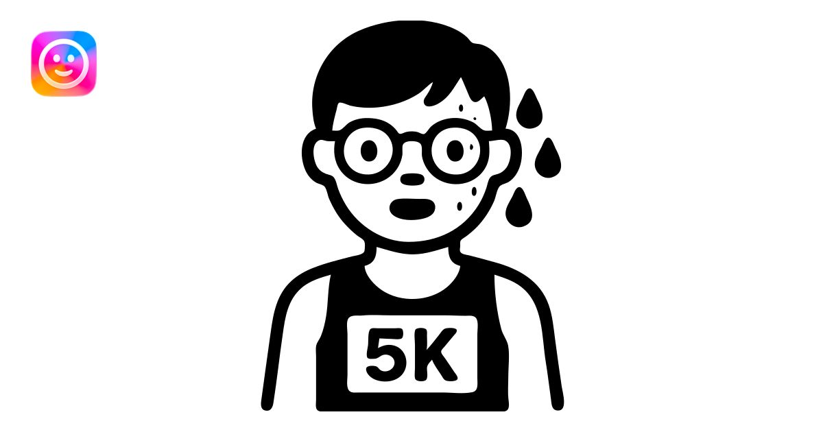 A sweaty bespectacled boy who has just finished a 5K run emoji | AI ...
