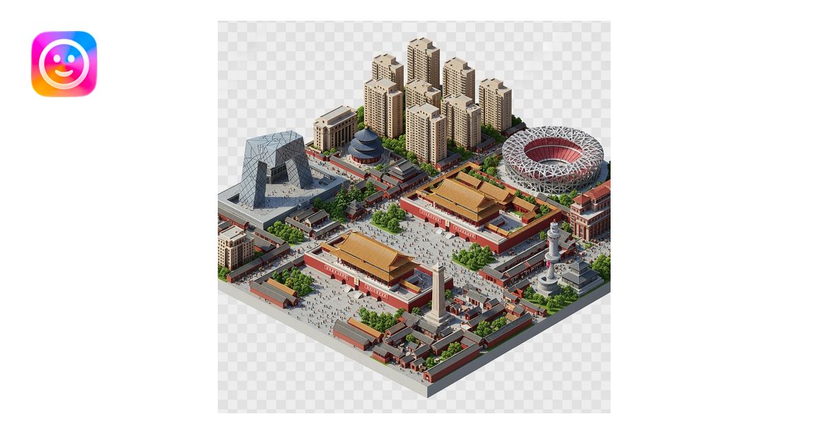 Isometric miniature of Beijing Forbidden City, Tiananmen Square, CCTV ...