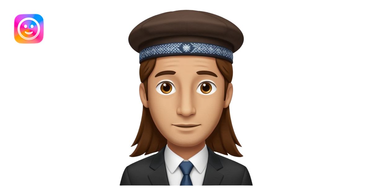 Man with a long nose wearing a suit and kippah, he has long brown hair with a payot emoji | AI ...