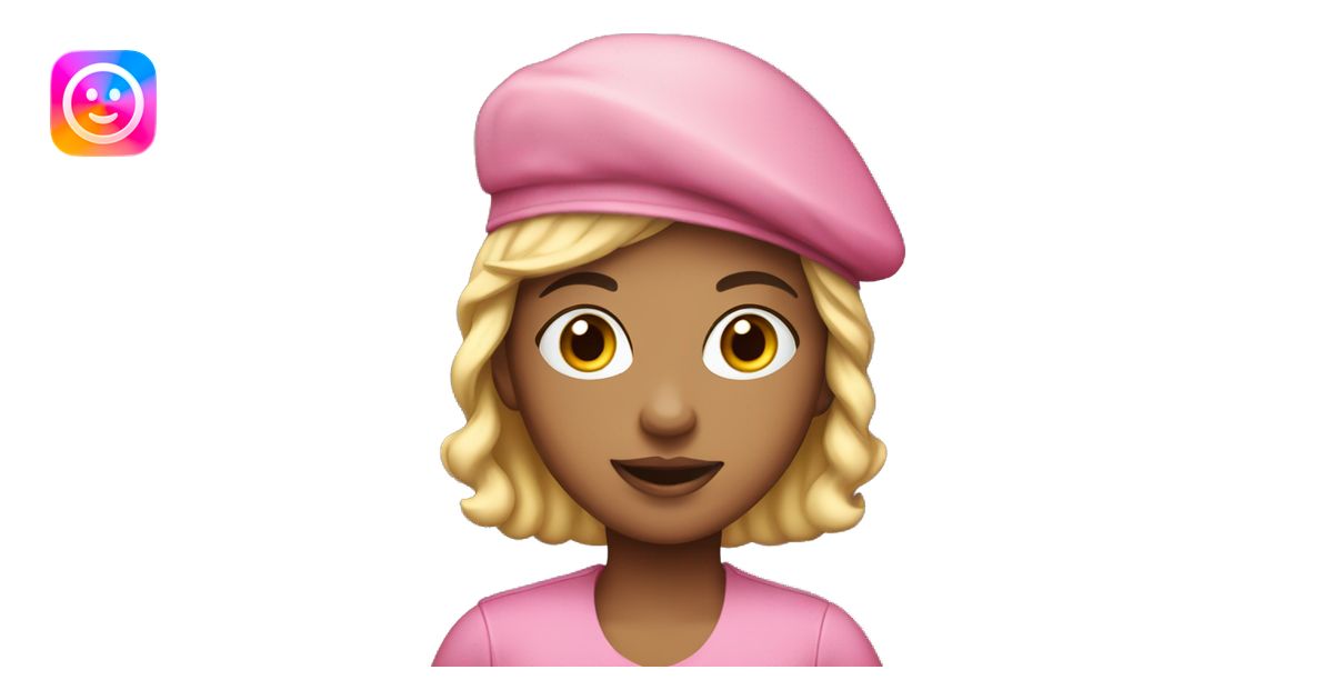 fair race girl artist in a pink beret emoji | AI Emoji Generator