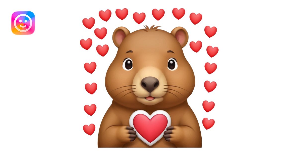 Un capybara kawail avec des coeur avec des lettre dedans emoji | AI ...