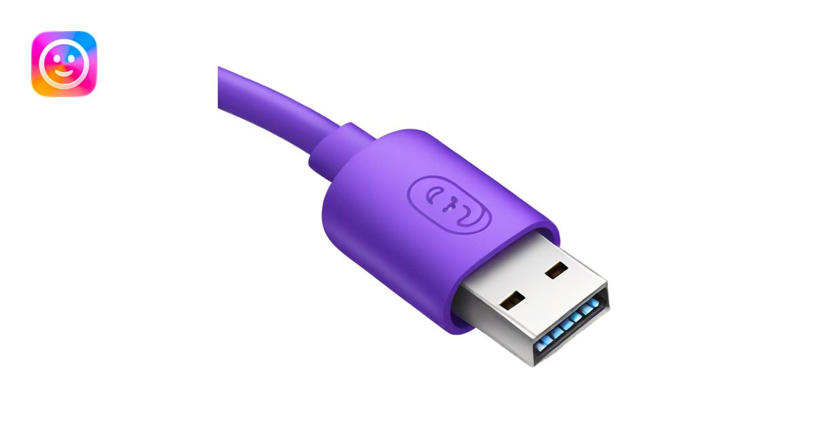 Purple rolled up usb cable emoji | AI Emoji Generator