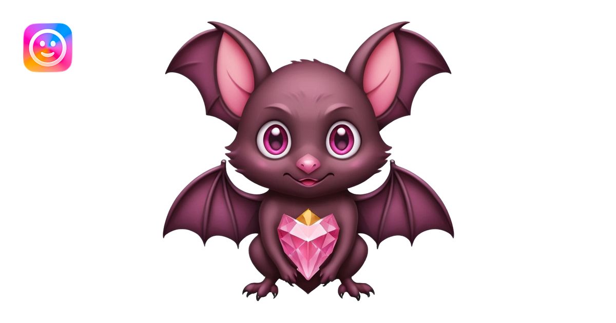 a normal bat witha pink diamond in its forhead, the full bat with his ...