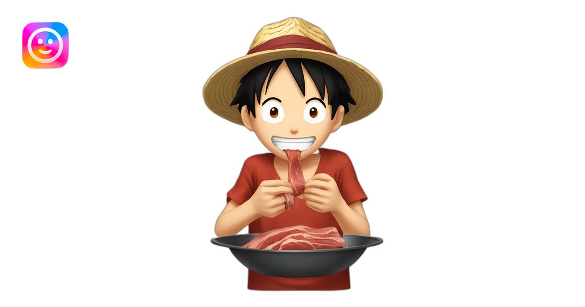 Luffy eating meat emoji | AI Emoji Generator