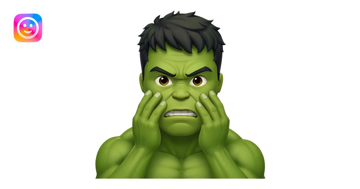 Create a man in a Hulk costume with a hand on his face (disappointment ...