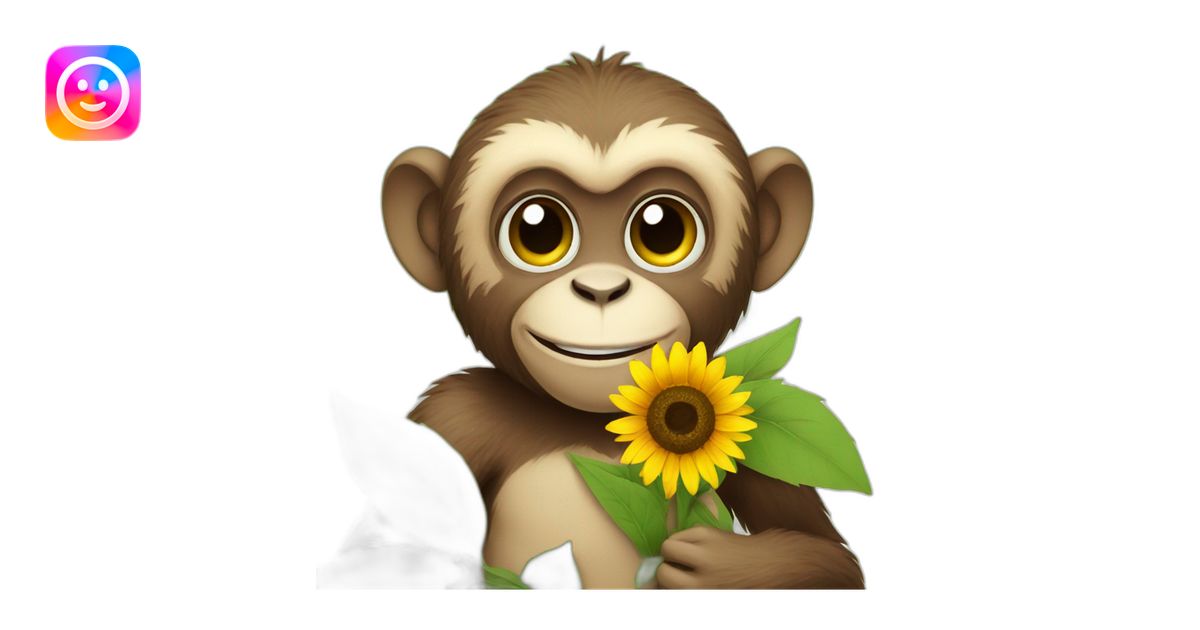 Monkey holding a sunflower smiling emoji | AI Emoji Generator