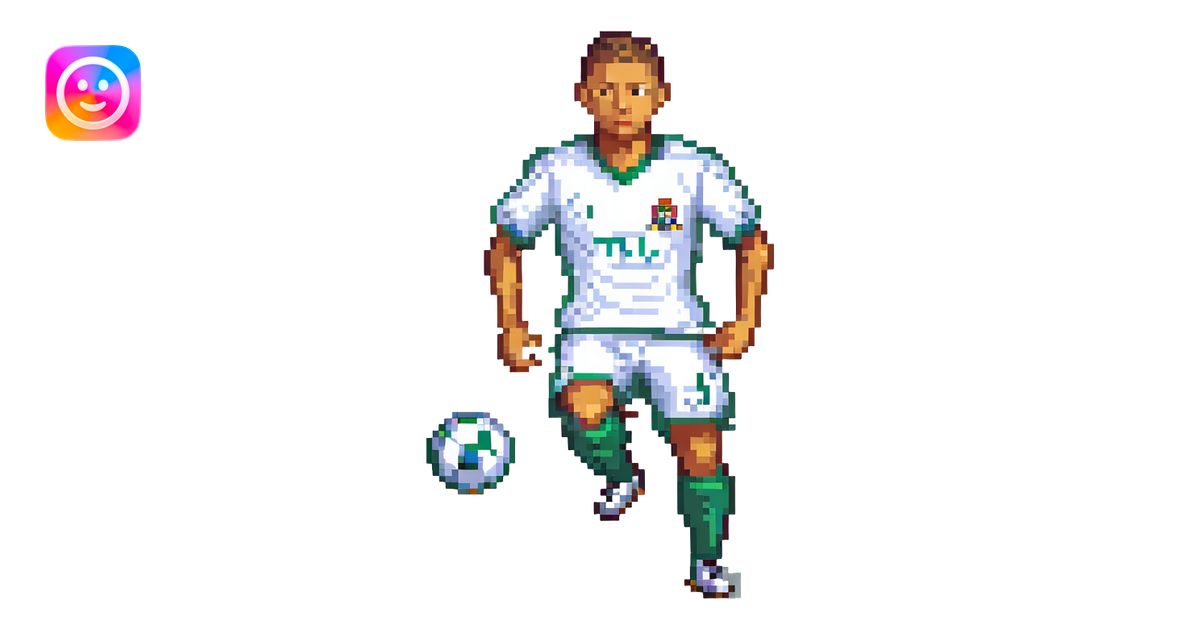 Ronaldo, pixel art style, dribbling a soccer ball illustration | AI ...
