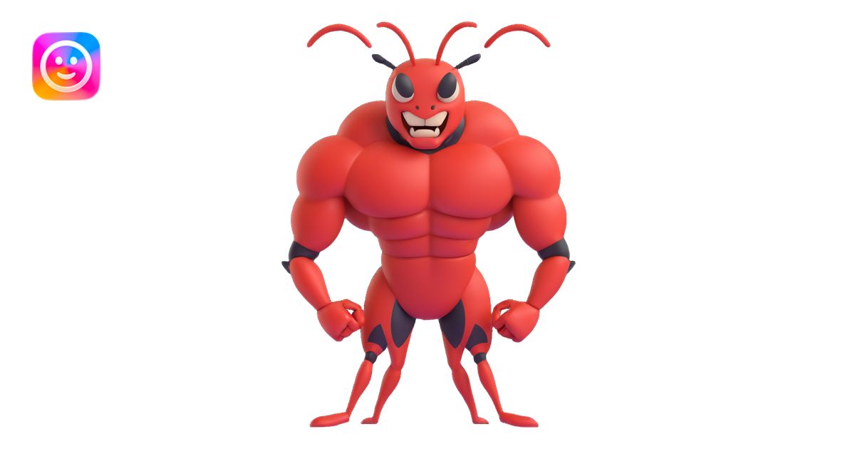 a brave ant, flexing its muscles, looking determined emoji | AI Emoji ...
