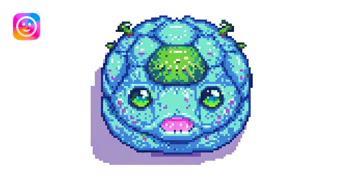 slime monster with a cute face pixel art illustration | AI Emoji Generator