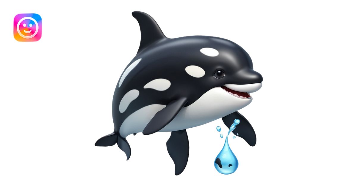 3d Cartoon orca with a tick to show when something has been completed ...