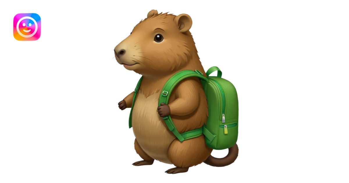 capybara wear green backpack emoji | AI Emoji Generator