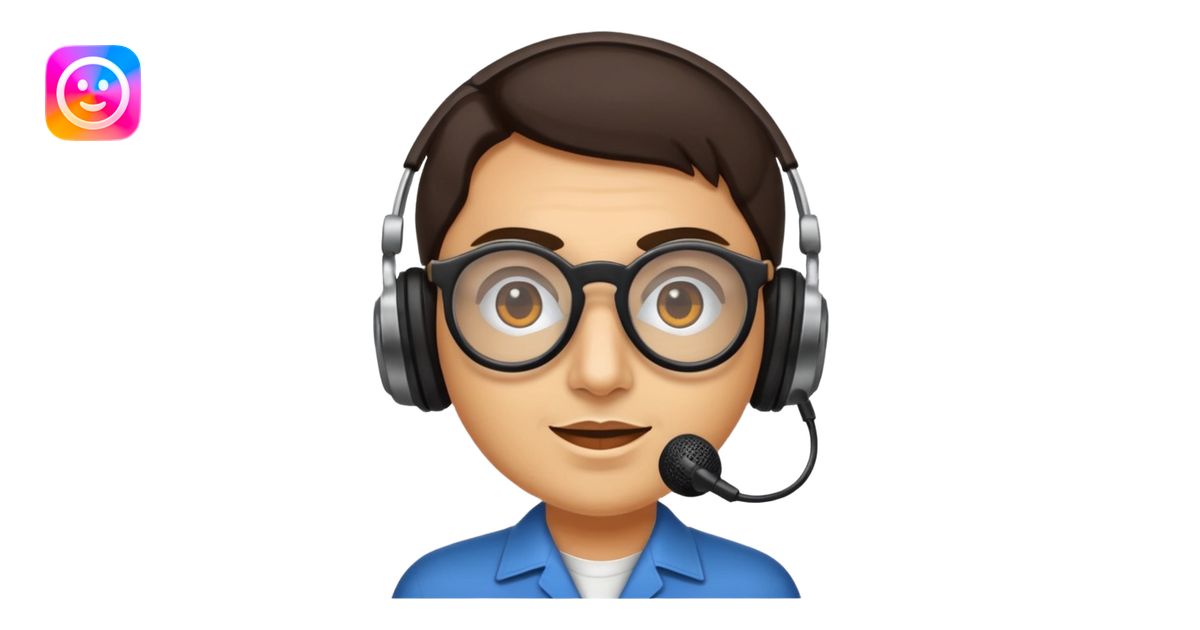 Un locutor de radio moreno con gafas emoji | AI Emoji Generator