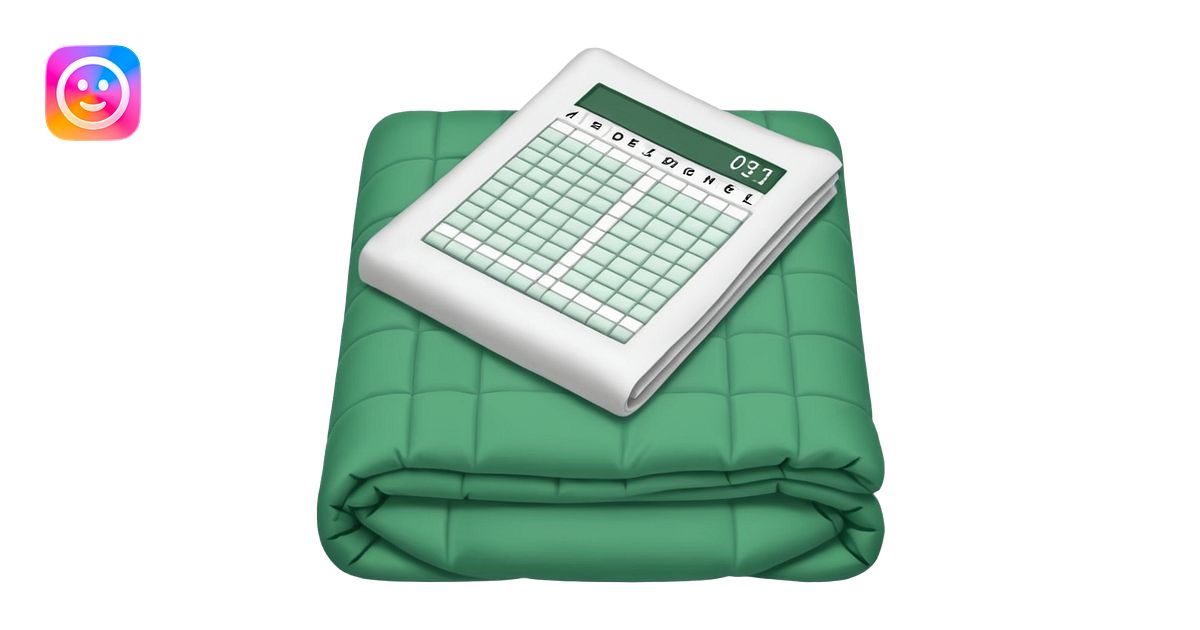 folded duvet with excel spreadsheet emoji | AI Emoji Generator