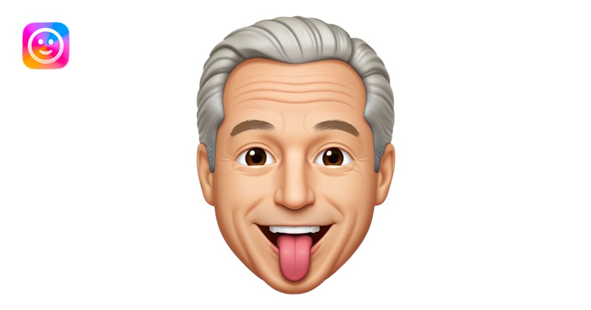 Jeffrey Epstein with tongue out, Twemoji style emoji | AI Emoji Generator