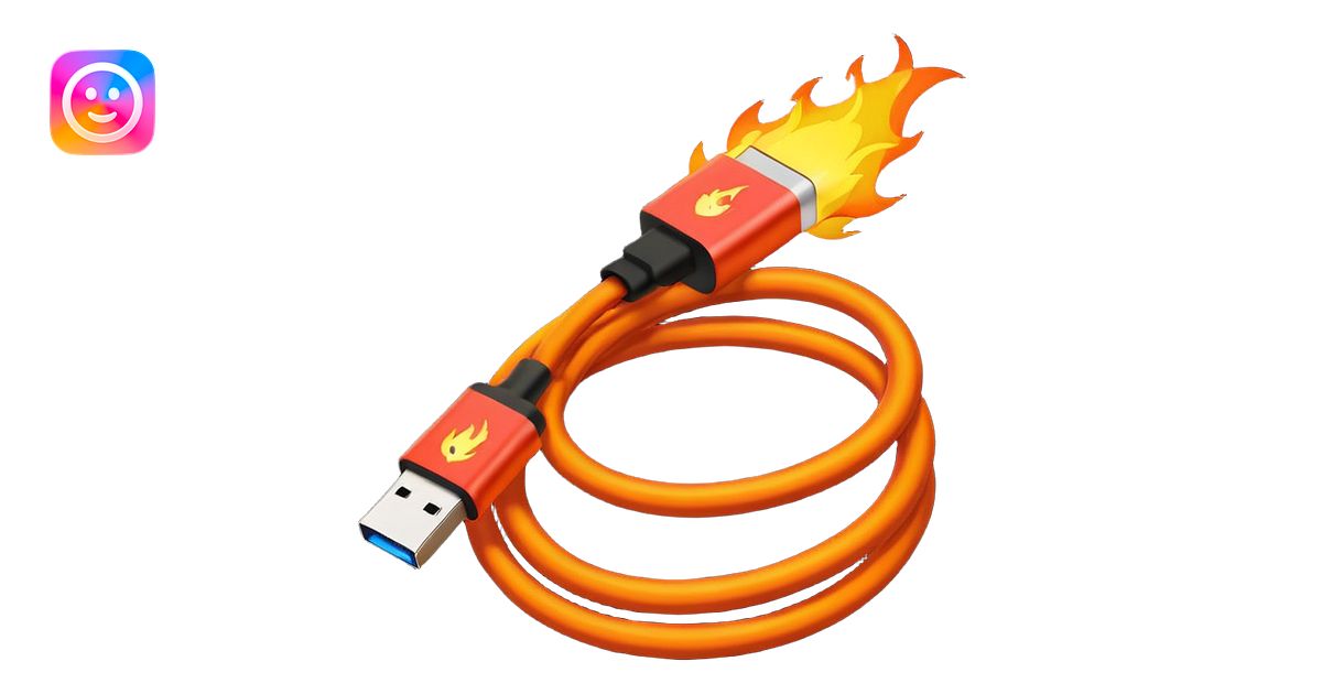 a fire usb-C cable emoji | AI Emoji Generator