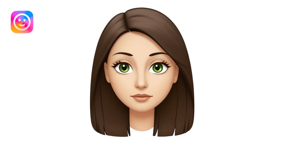 40 year old Adult woman avatar, light skin tone, oval face, long straight ashy brown hair, green ...