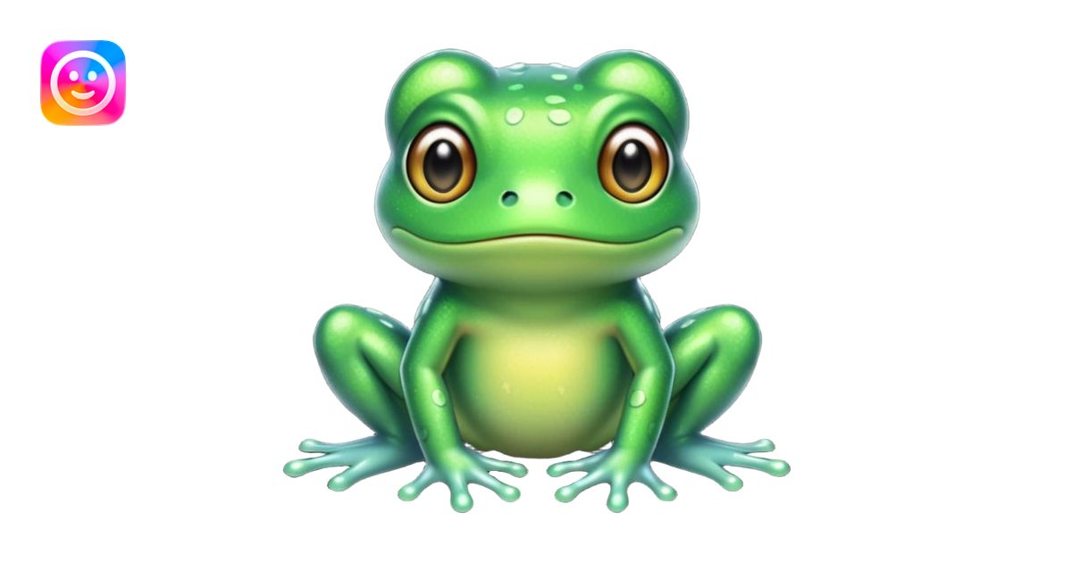 Glitter Green Frog chibi emoji | AI Emoji Generator
