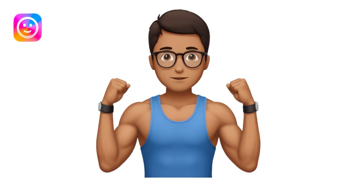 Male core muscles white dark brown hair round glasses emoji | AI Emoji ...