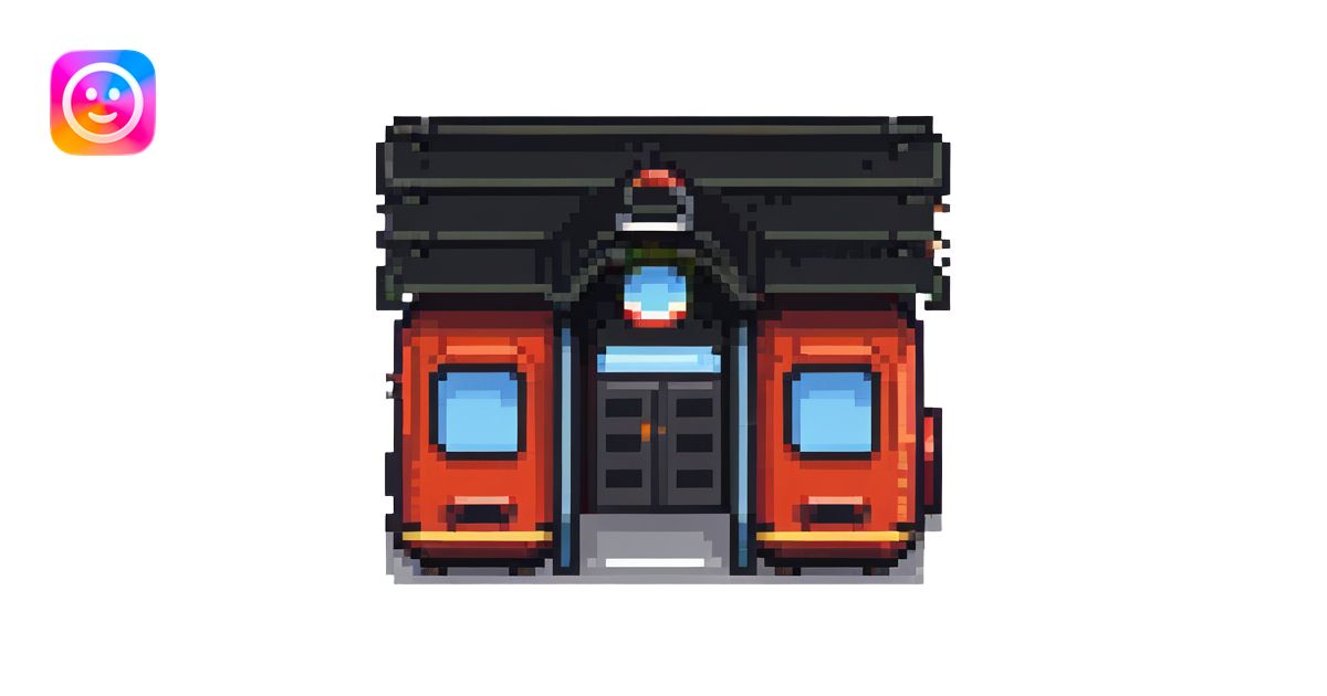 tiny simple train station icon, modern colors, minimal details, small ...