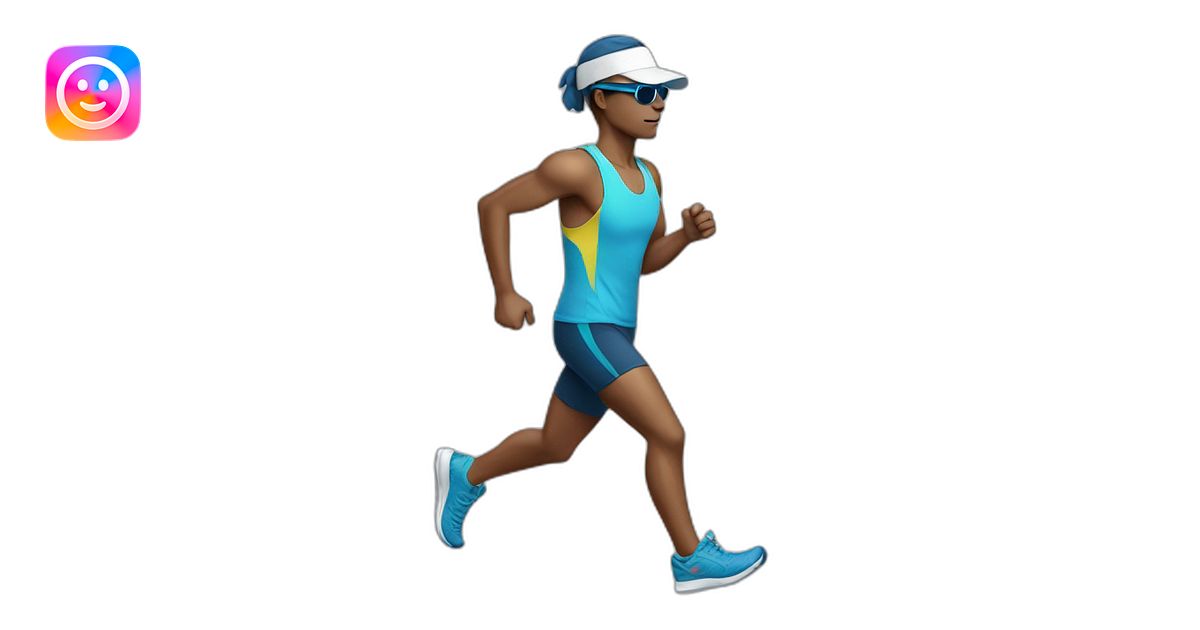 a tired runner wearing sunglasses a cap and winter shoes emoji | AI ...