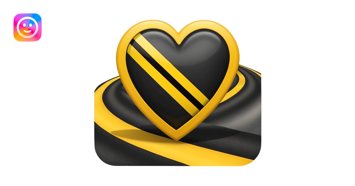 Black heart with yellow road stripe in center emoji | AI Emoji Generator