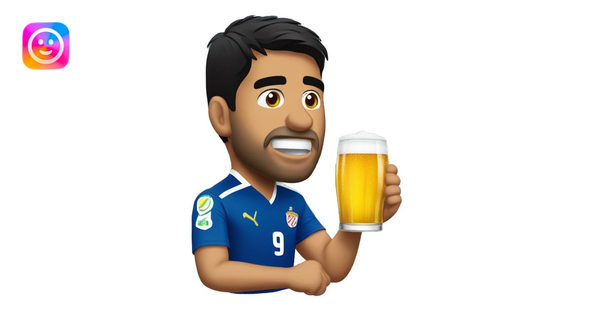 Luis Suárez drink beer emoji | AI Emoji Generator