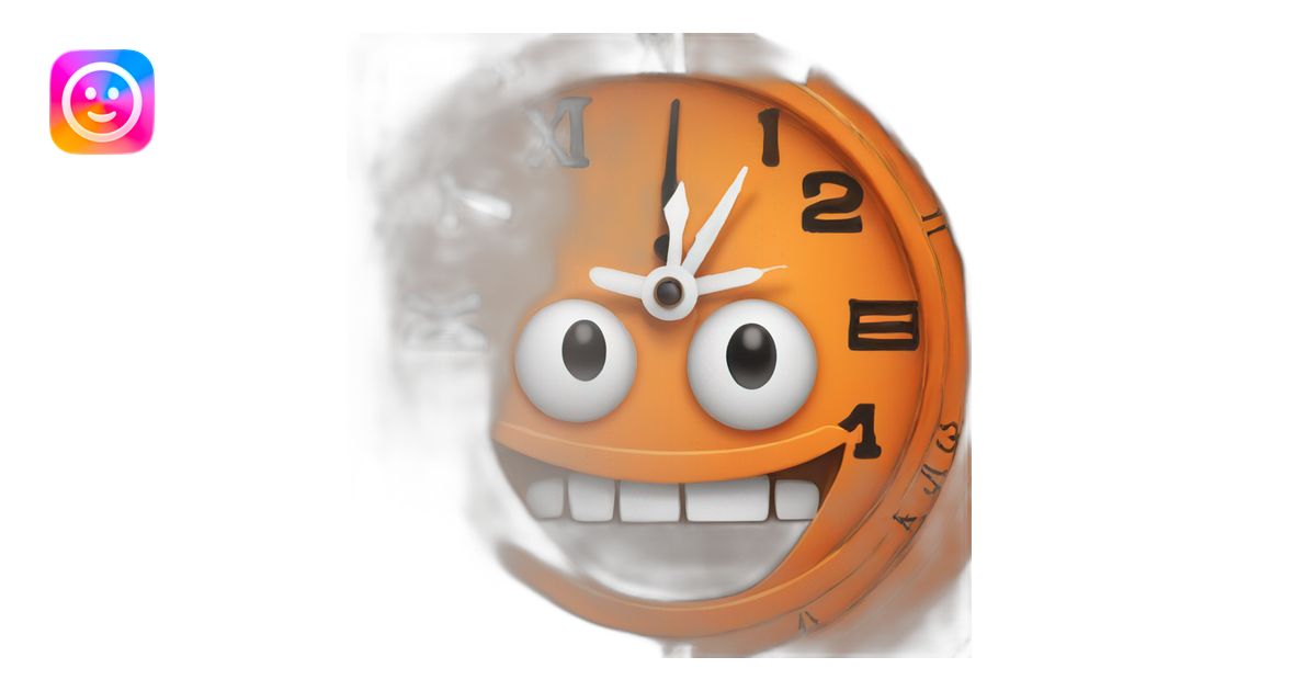 clock of the color orange with eyes and mouth smiling emoji | AI Emoji ...