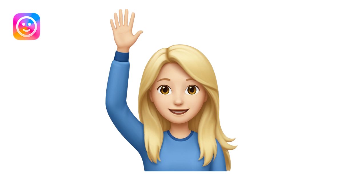 I want a white female animated gif emoji with long blonde hair putting ...