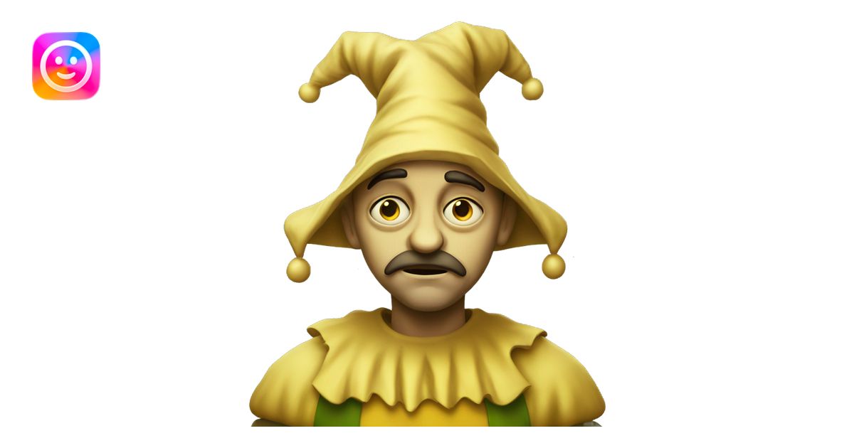 sad round yellow jester emoji | AI Emoji Generator