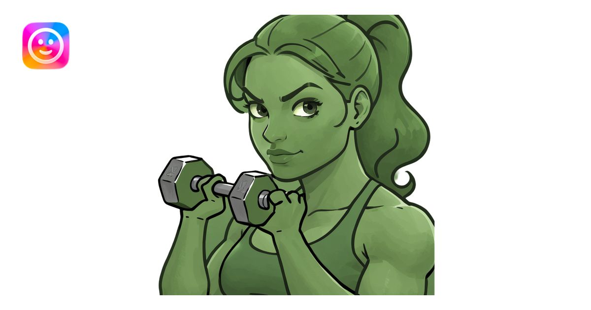 Girl doing bicep curls meme | AI Emoji Generator
