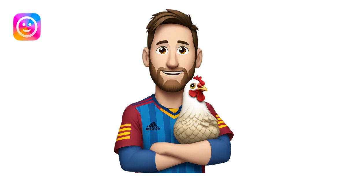 Messi holding hen emoji | AI Emoji Generator