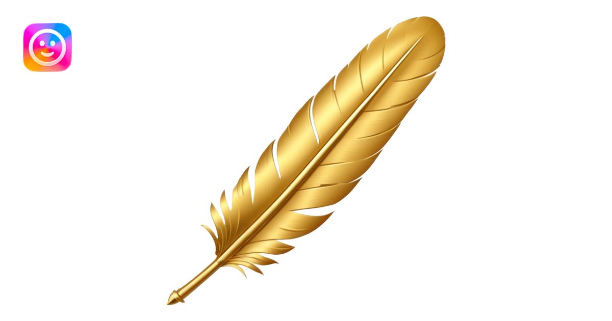 3D perspective Premium golden writing feather emoji | AI Emoji Generator