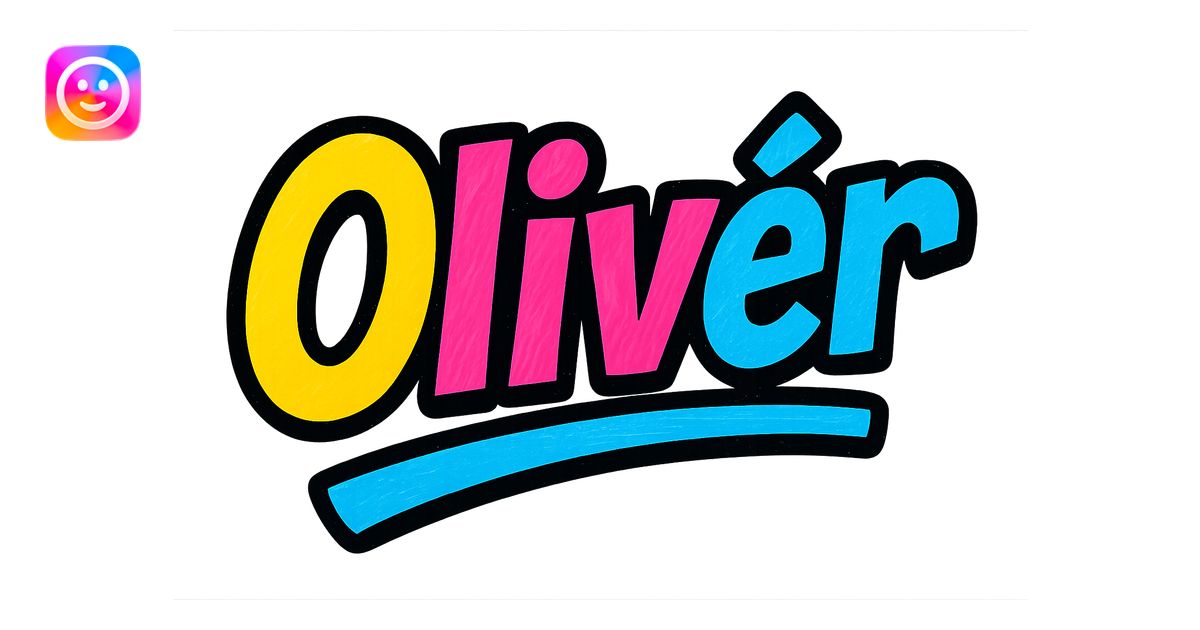The name 'Olivér' in a modern, colorful gradient font with a dark ...