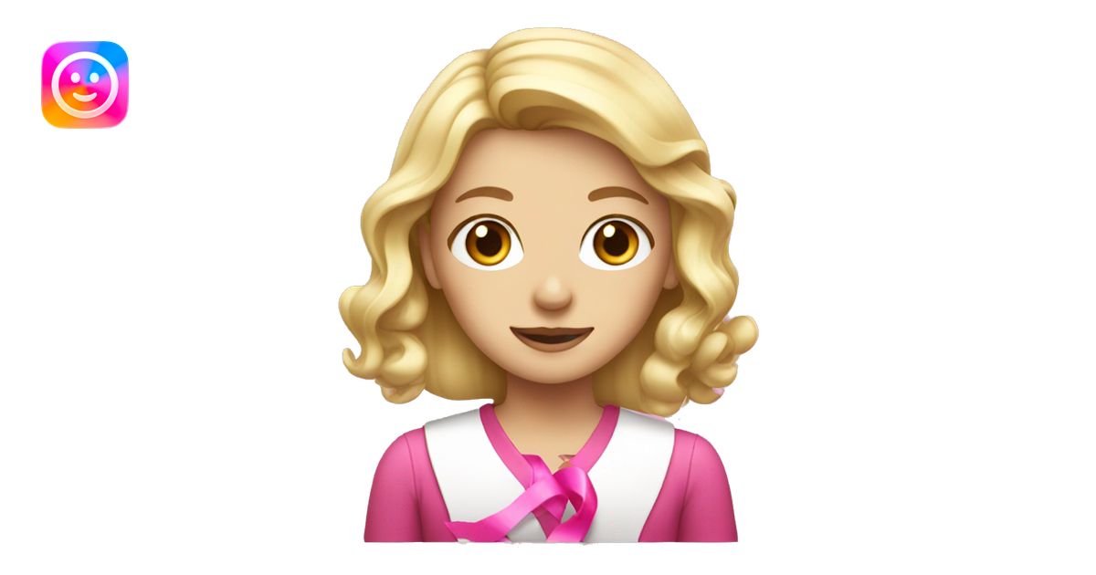 blonde girl with pink ribbon emoji | AI Emoji Generator