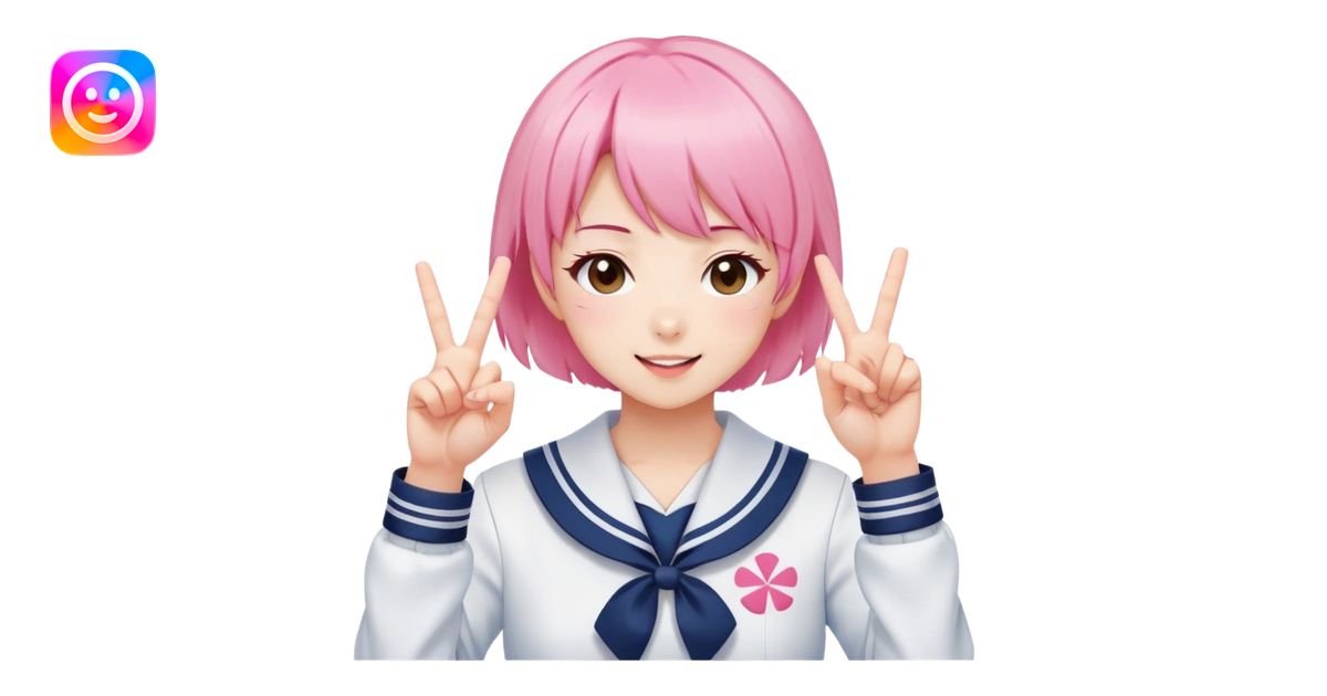 Energetic anime girl with short pink hair wearing Japanese sailor style ...