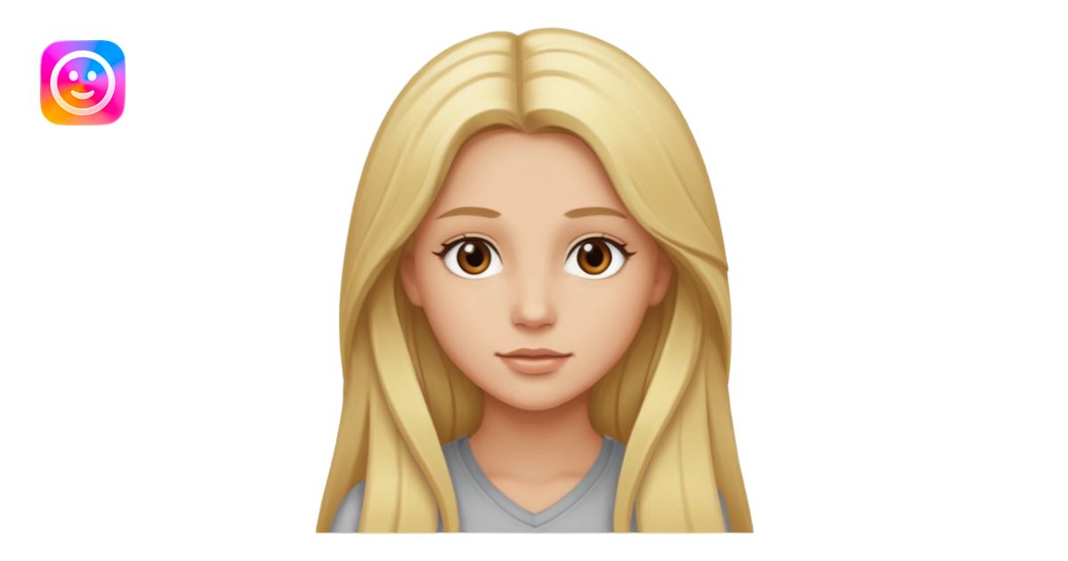 Skylar Shaye with long blonde hair, brown eyes emoji | AI Emoji Generator